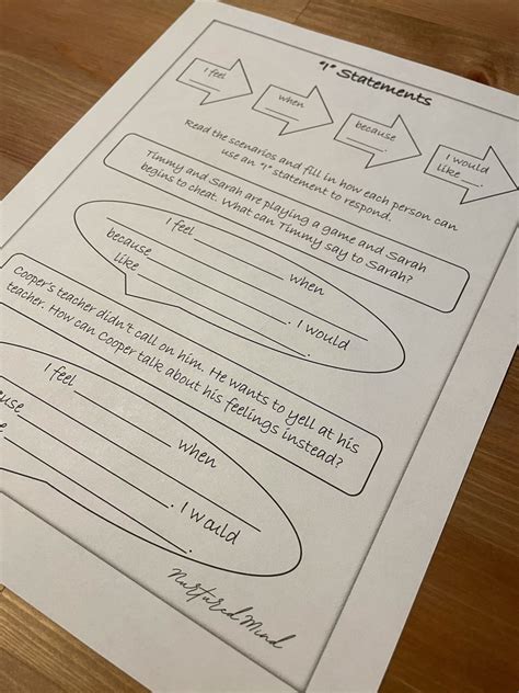 I Statements Practice Worksheet For Effective Communication Etsy