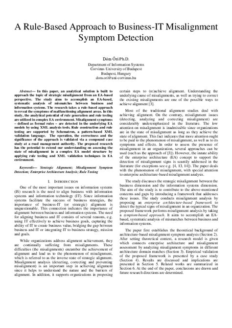 Pdf A Rule Based Approach To Business It Misalignment Symptom Detection