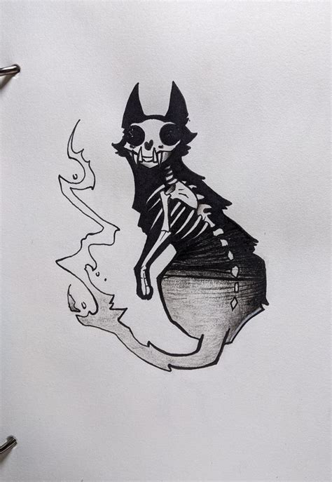 Pin By Wolf Langevin On Skull Cat Skull Tattoo Skeleton Drawings