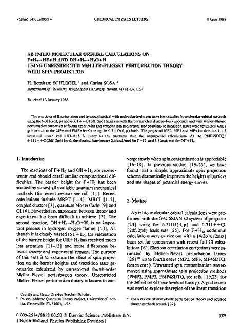 Pdf Ab Initio Molecular Orbital Calculations On Fh2→hfh And Ohh2→ H2oh Using Unrestricted