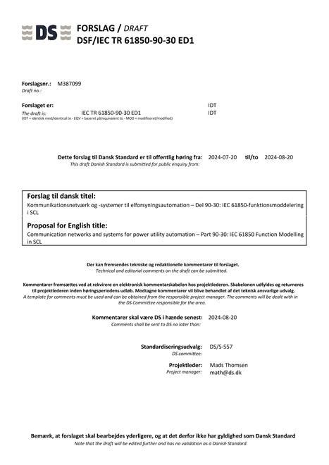 Dansk Dsf Iec Tr 61850 90 30 Ed1