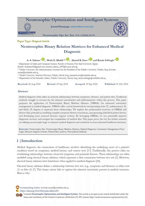 Pdf Neutrosophic Binary Relation Matrices For Enhanced Medical Diagnosis