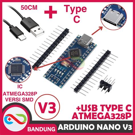 Jual Arduino Nano V30 Atmega328p Type C Plus Kabel Ch340 Hq Ic Original 3s27 Shopee Indonesia