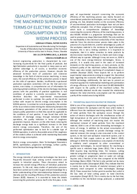 Quality Optimization Of The Machined Surface In Terms Of Electric Energy Consumption In The Wedm