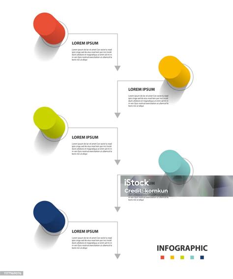 5 단계 인포 그래픽 비즈니스 컨셉 흐름 차트 프리젠 테이션을 갖춘 인포 그래픽 디자인 개념에 대한 스톡 벡터 아트 및 기타 이미지 Istock