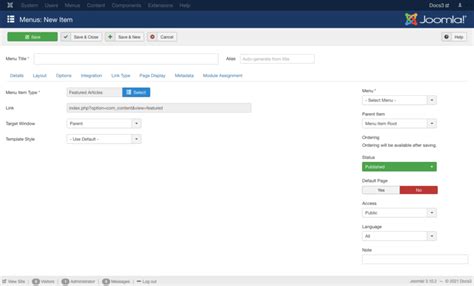 Help310 Menus Menu Item Article Featured Joomla Documentation