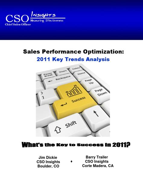 Sales Performance Optimization 2011 Key Trends Analysis Pdf Sales Marketing