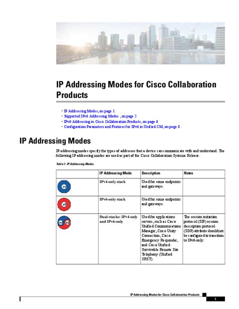 Cisco Collaboration Products Ip Addressing Modes Guide