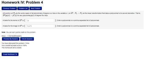 Solved Homework Iv Problem 4 Previous Problem Problem List