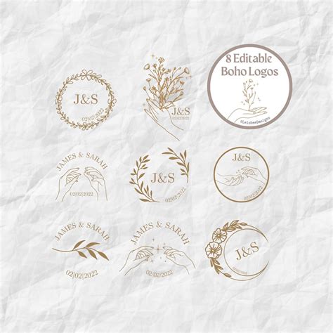 8 Boho Editable Wedding Monograms Logos Etsy