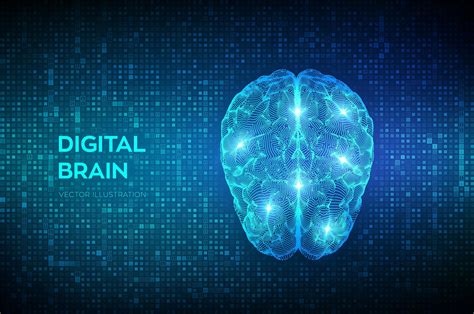 brain digital brain on streaming matrix digital binary code 2982285