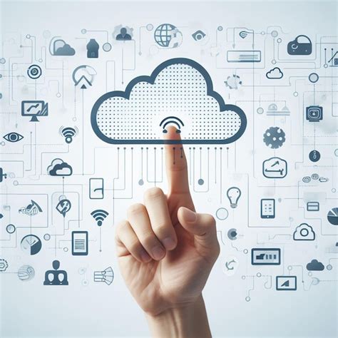 Premium AI Image Hand Pushing Cloud Computing Technology