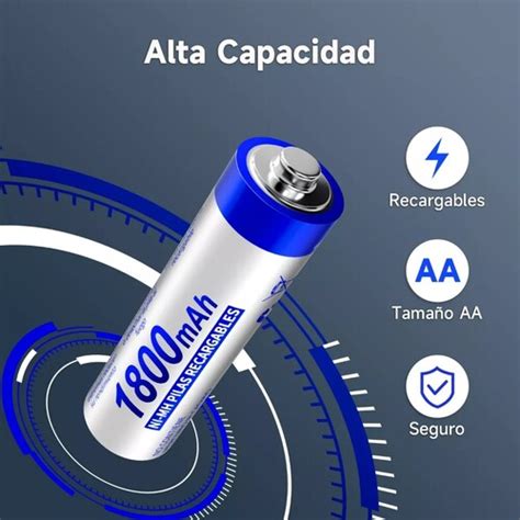 Pilas Recargables Nimh Aa 1800mah Paquete Con 4 Pilas