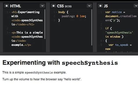 Experimenting With Speechsynthesis Rlearnjavascript