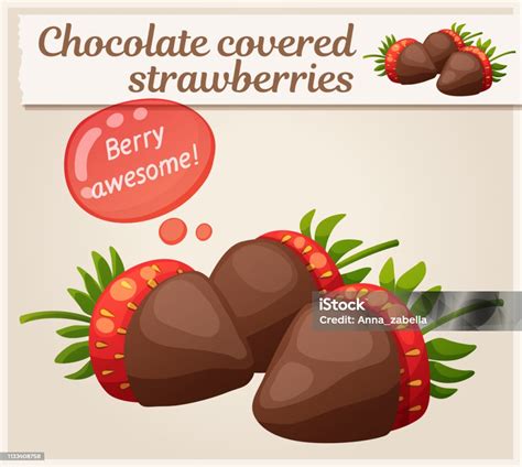 초콜릿 덮인 딸기 아이콘입니다 만화 벡터 일러스트입니다 요리에 대 한 음식과 음료 및 재료의 시리즈 가리기에 대한 스톡 벡터 아트 및 기타 이미지 Istock
