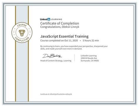 Certificate Ofcompletion Nodejs Essential Training