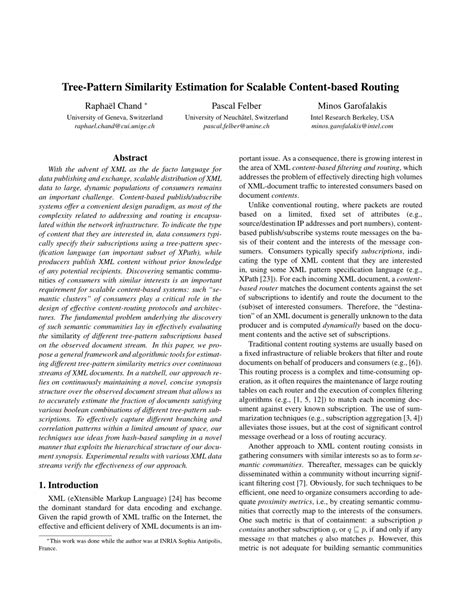 Pdf Tree Pattern Similarity Estimation For Scalable Content Based Routing