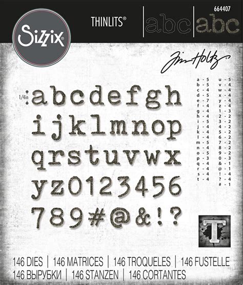Sizzix Chapter 1 Tim Holtz Thinlits Dies Alphanumeric Tiny Type Lower 664407