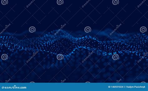 Wave 3d Wave Of Particles Abstract Blue Geometric Background Big Data Visualization Data