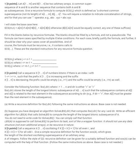Solved 1 4 Points Let A 1m And B 1n Be Two Arbitrary