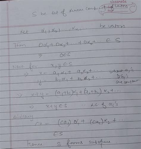 Set Of All Linear Combination Of Vectors Is A Subspace Prove That