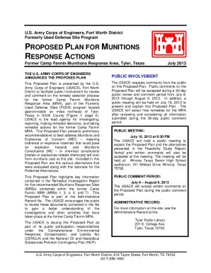 Fillable Online Swf Usace Army MilMissionsEnvironmentalFort Worth District United States