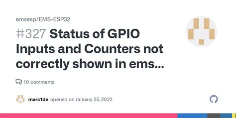 Status Of GPIO Inputs And Counters Not Correctly Shown In Ems Esp Website Issue Emsesp
