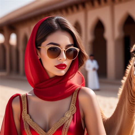 Camel In Silk And Reban Glasses With Red Lips Stable Diffusion Online