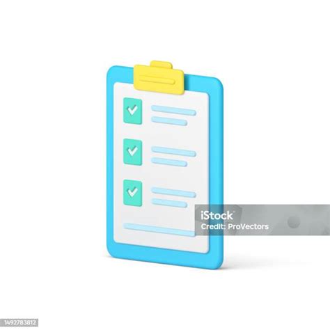 하려면 파란색 클립보드 체크리스트 설문조사 양식 설문지 작업 조사 3d 아이콘 벡터를 확인 표시하십시오 등측투영법에 대한 스톡