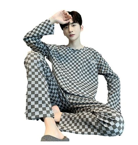 잠옷홈웨어 남자파자마 가을겨울 순면 럭셔리 Ins 심플 캐주얼 실내복세트 New4 티몬