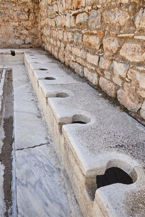 Ancient Public Toilets In Ephesus Archaeological Site Turkish Landmark