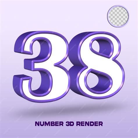 Premium Psd 3d Render Number 38 White Purple Color