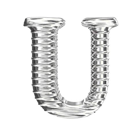 실버 문자 U로 만든 기호 3d 프리미엄 벡터