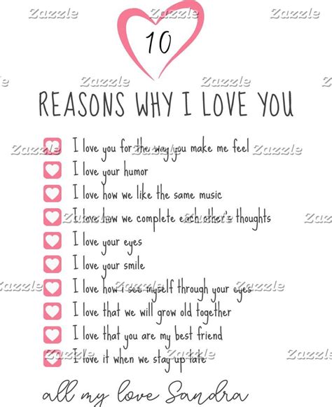 All The Reasons Why I Love You 10 Reasons We Love Card Zazzle In