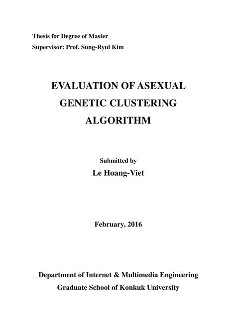 Pdf Evaluation Of Asexual Genetic Clustering Algorithm Master Degree