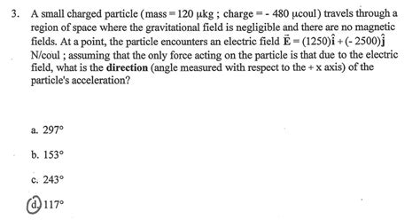 solved a small charged particle mass 120 mu kg charge