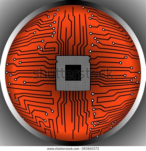 Cpu Microprocessor Microchip Circuit Board Vector Stock Vector Royalty Free 385860373