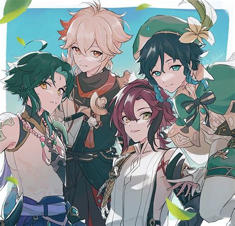 4 Boys Anime Genshin 40 Characters Genshin Men Fanart Group