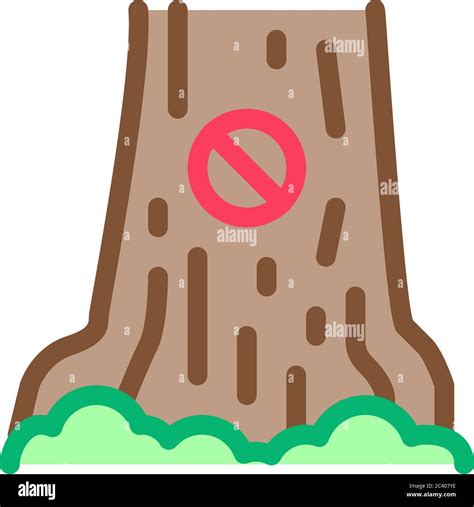 Forbidden Logging Tree Icon Vector Outline Illustration Stock Vector