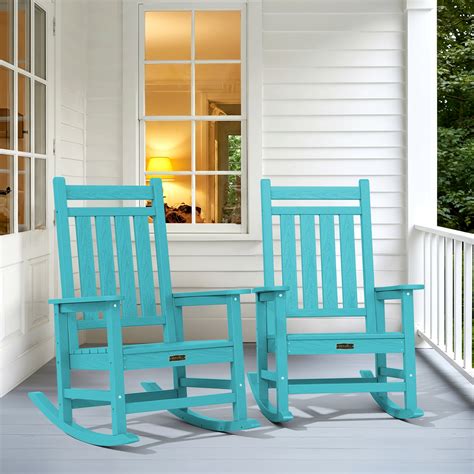 Serwall Outdoor Rocking Chair Set Of 2 Hdpe Patio Rocker For Lawn