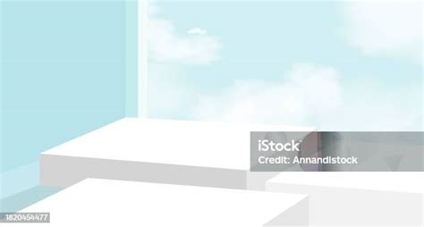 배경 흰색 벽 스튜디오 그림자 빛 스카이 블루 구름 배경 회색 플랫폼 쇼케이스 모형 크리스마스 겨울 제품 프레젠테이션 스탠드 연단 디스플레이가있는 3d 빈 방 0명에 대한