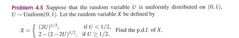solved problem 4 5 ﻿suppose that the random variable u is