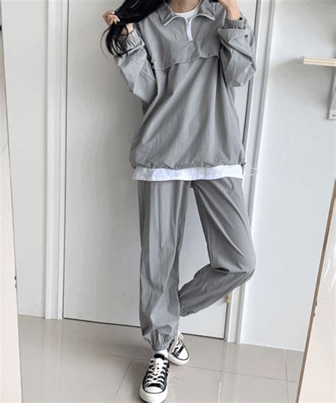 코디제이 코디제이 여자 W 우븐 스판 아노락 반집업세트 긴팔 조거팬츠 바스락 스판 바람막이 트레이닝세트