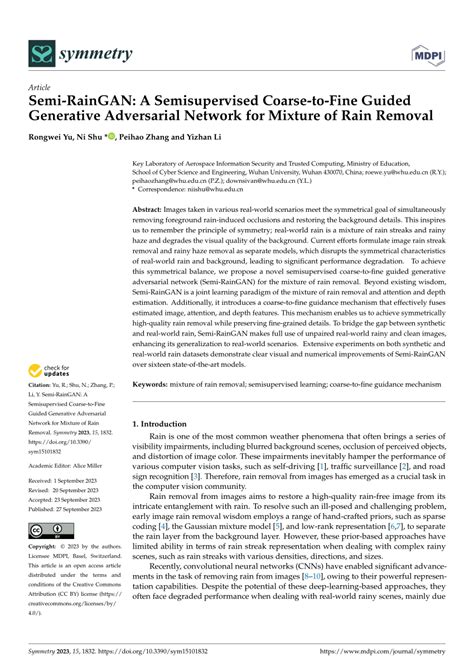 PDF Semi RainGAN A Semisupervised Coarse To Fine Guided Generative Adversarial Network For