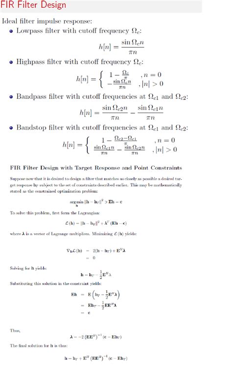 FIR Filter Design Ideal Filter Impulse Response O Chegg