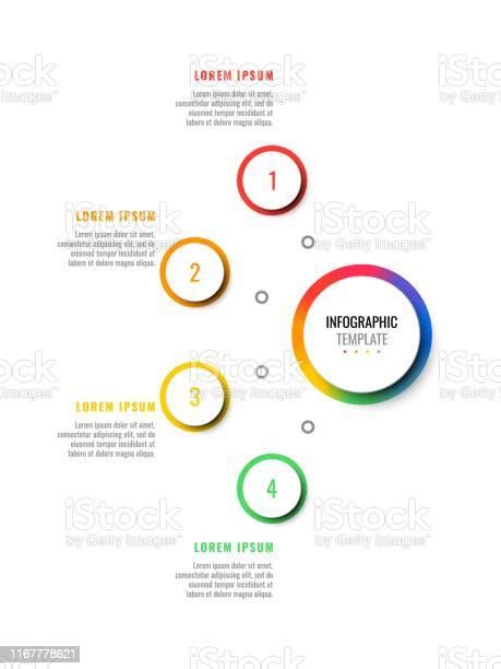 둥근 3d 현실적인 요소와 네 단계 디자인 레이아웃 인포 그래픽 템플릿 브로셔 배너 연례 보고서에 대한 프로세스 다이어그램 0명에 대한 스톡 벡터 아트 및 기타 이미지