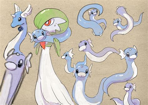 Bishamon Usagi Ba Dragonair Dratini Gardevoir Nintendo Pokemon Highres Black Eyes Bob