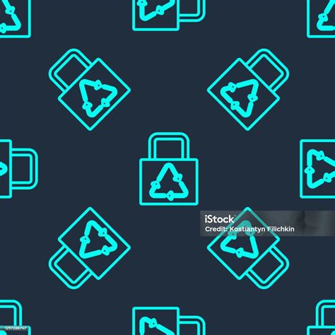 녹색 라인 종이 쇼핑 백 재활용 아이콘 고립 된 원활 한 패턴 에 블루 배경 재활용 기호가 있는 가방 벡터 가방에 대한 스톡 벡터 아트 및 기타 이미지 Istock