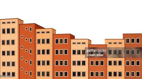 Red Buildings With Windows Isolated On White High Res Vector Graphic