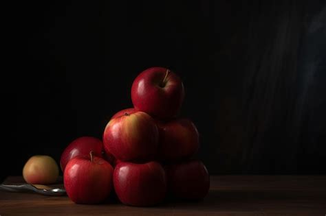 Premium Photo Stack Of Red Apples Next To Corner